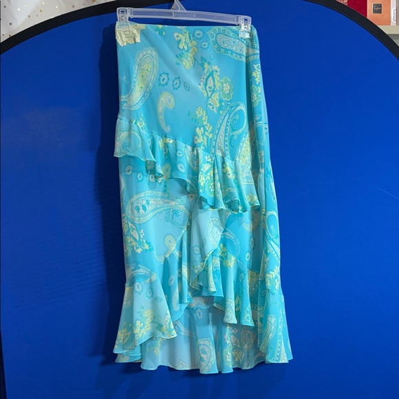 Chaps | Skirts | Chaps Asymmetrical Blue Paisley Skirt | Poshmark